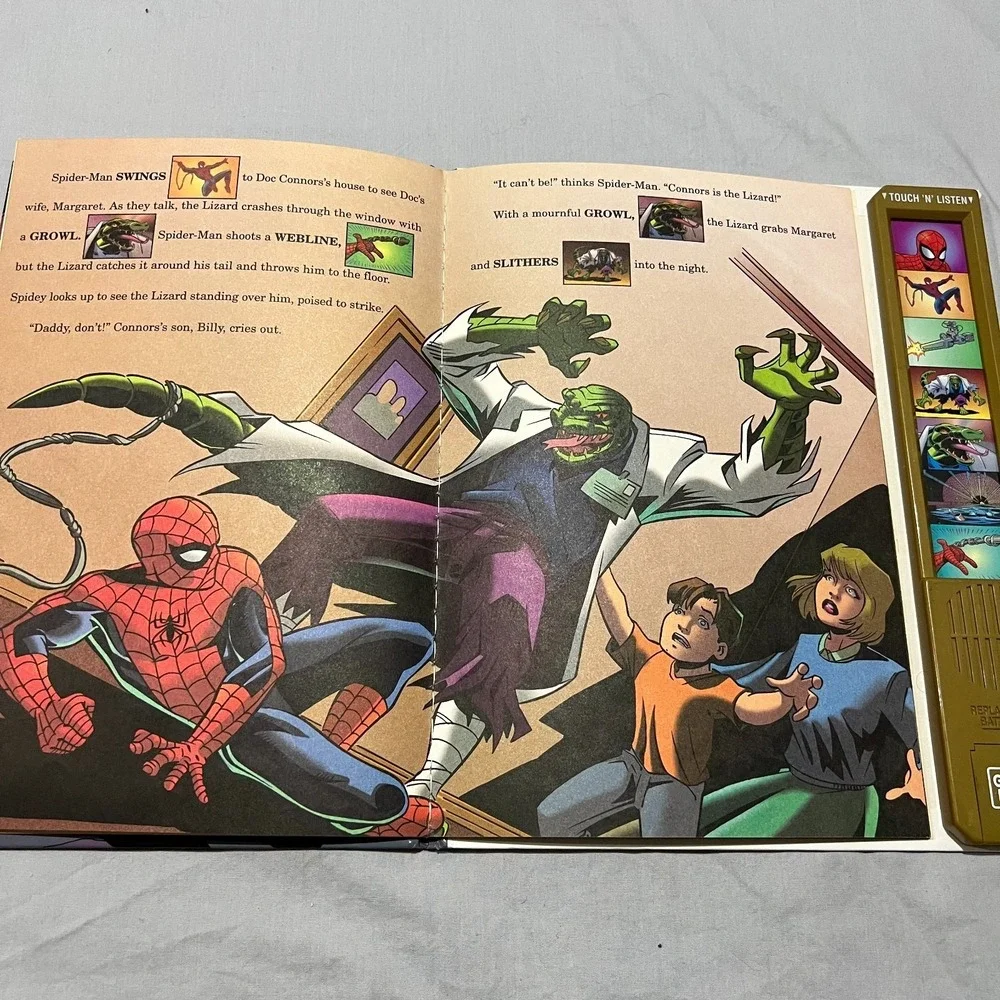 Media | Vtg Golden Books Spiderman Night Of The Lizard Touch N Listen ...